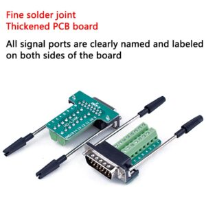 ANMBEST DB15 Solderless Serial to 15-pin Port Terminal Male Adapter Connector Breakout Board with Case Long Bolts Nuts (2PCS Male)