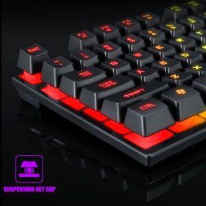 MatureGirl Wired Gaming Keyboard,Portable USB RGB Backlight Full Size Standard Keyboard and Ergonomic for Windows, Computers, PCs, and Notebooks (Black)