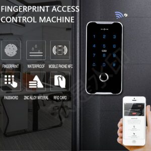 JASAG Fully Waterproof Fingerprints Access Control System Kit, Metal Shell RFID Keypad NFC Unlocking, with Upgraded 180KG (380lbs) Magnetic Lock and Professional Power Supply, for Door Lock Security