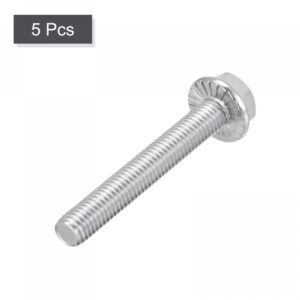 uxcell M8x55mm Hex Serrated Flange Bolts Screws Metric Thread 304 Stainless Steel 5pcs