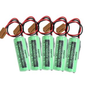 wellveus 5pcs 3v cr17450se-r / a98l-0031-0012 2500mah plc battery for fanuc with plug