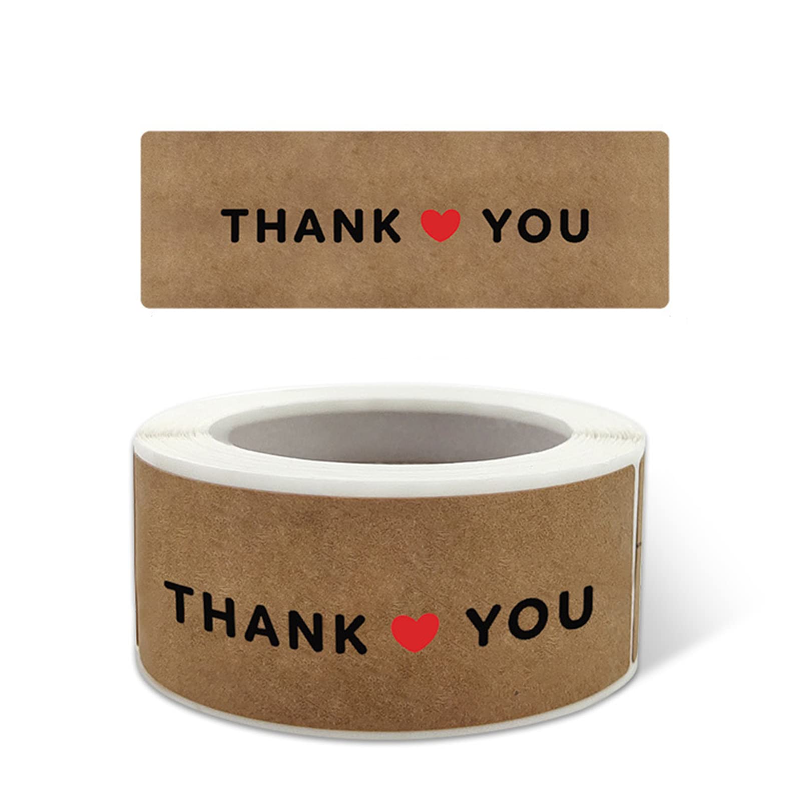 720 PCS 1" x 3" Thank You Stickers Rectangle Gift Seal Kraft Paper Thank You Stickers Labels Diary Stationery Stickers for Business Wedding Party Decor Handmade Decoration Sticker (6 Roll, 120 / Roll)