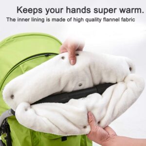 MIOKY Baby Stroller Warm Gloves,Universal Stroller Hand Muff,Waterproof Windproof Antifreeze Winter Flannel Fabric Thick Plush Warm Gloves Kids Infant Pram Handlebar Cover,Coffee