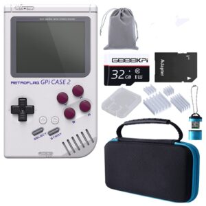 retroflag gpi case 2 with carrying bag,32gb card,heatsinks for raspberry pi cm4, with 3.0” lcd and 4000mah li-on rechargeable battery