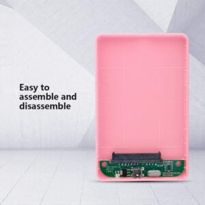 Yoidesu Hard Drive Enclosure, W25Q730M 2.5in 2TB HDD/SSD Portable External Hard Drive USB 2.0 SATA Mobile Hard Disk Box 480Mbps for Desktop Laptop Computer(Pink)