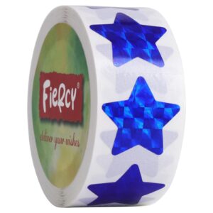 fiercy 1 inch blue star stickers with glitter holographic pattern, 500 pcs sparkling self-adhensive label roll, star shape reward stickers for kids behavior