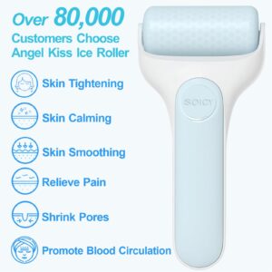 Angel Kiss Ice Roller for Face Eye, Women Gift Idea, Cold Therapy Massager for Reduce Puffiness, Redness, Dark Circles, Tightening Firming, Reduce Wrinkles, Migraine Pain Relief, w/Premium Carry Case