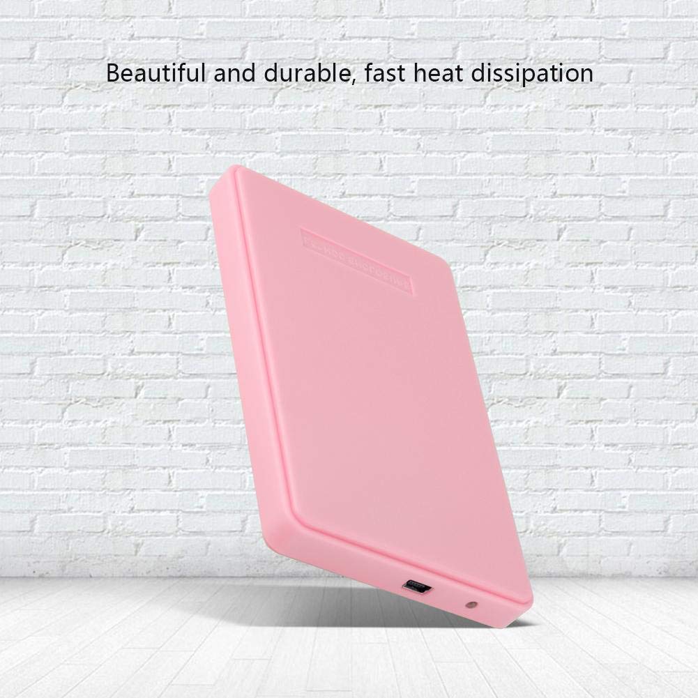 Yoidesu Hard Drive Enclosure, W25Q730M 2.5in 2TB HDD/SSD Portable External Hard Drive USB 2.0 SATA Mobile Hard Disk Box 480Mbps for Desktop Laptop Computer(Pink)