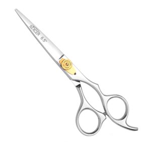 nixcer hair cutting scissors -sharp razor edge blade hair shears series - 6.5" with fine adjustment – stainless steel hair scissors professional for men, women & babies (silver)