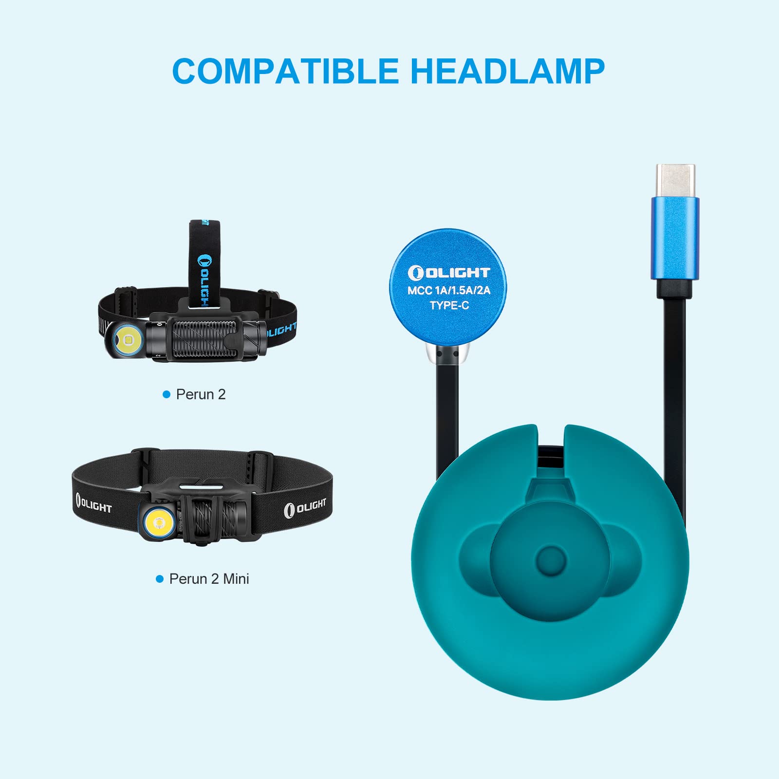 OLIGHT MCC3-C Reel Charger Upgraded Magnetic Charging Cable ONLY for Odin/Odin Mini/PL-Pro/Baton3 Series/Warrior Mini2/Perun 2/Perun 2 Mini/Seeker 3 pro/Warrior X3/Arkfeld/Arkfeld UV (Blue)