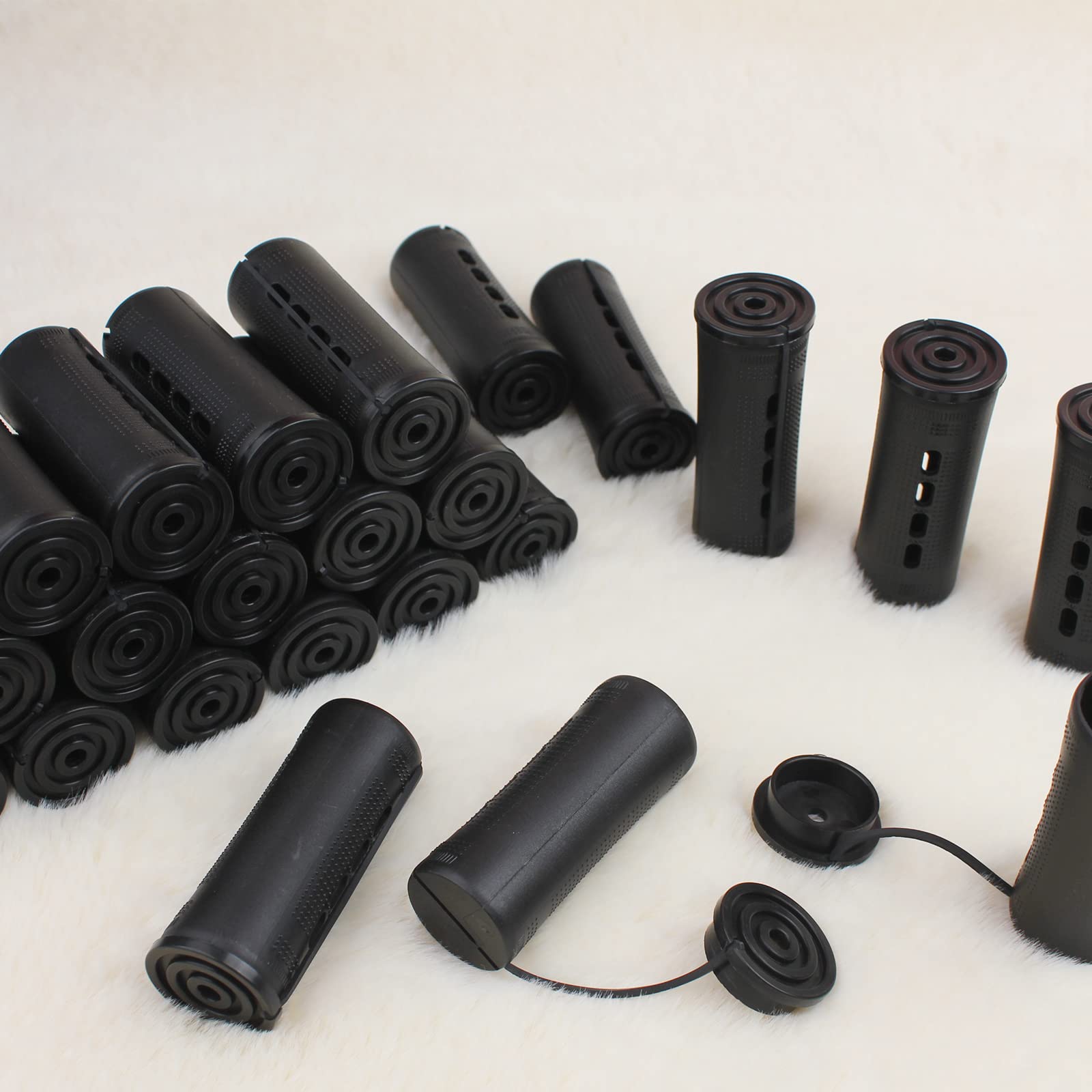 Jumbo Cold Wave Perm Rods Set (24 Pcs) for Women - Large Size Styling Rollers for Natural, Long or Short Hair for Home Hairdressing (Black)