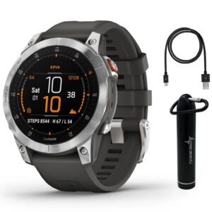 wearable4u garmin epix (gen 2) - slate steel 47mm slate | premium active gps smartwatch with 1.3 in. amoled display. gift bundle energy set.