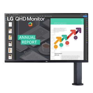 LG 32QP880-B 32'' QHD (2560 x 1440) 75Hz IPS Monitor with USB Type-C and ErgoStand, HDR10 + Wacky Jacky Cleaning Cloth