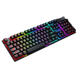 MatureGirl Wired Gaming Keyboard,Portable USB RGB Backlight Full Size Standard Keyboard and Ergonomic for Windows, Computers, PCs, and Notebooks (Black)