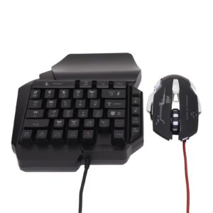 One Hand Gaming Keyboard and Mouse Combo with Converter,RGB Backlit 35 Keys Wired Keyboard and Gaming Mouse,Gaming Keyboard Set for Game,Support Android/iOS (Mix Pro)