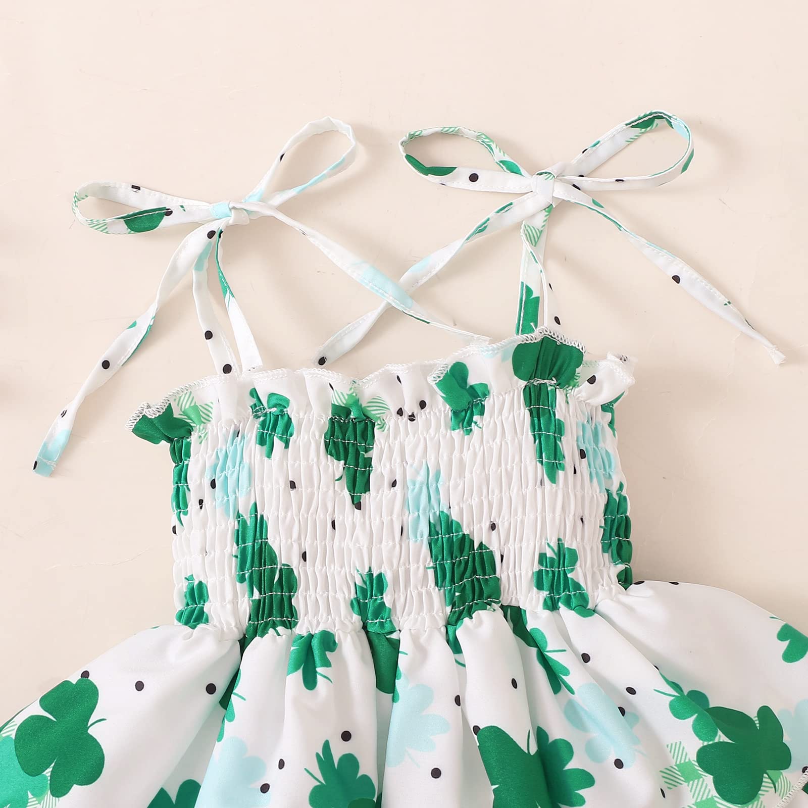 Toddler Baby Girl St. Patrick's Day Dress Strap Sleeveless Lucky Clover Print Layered Dresses Skirt Outfits Shamrocks A 18-24 Months