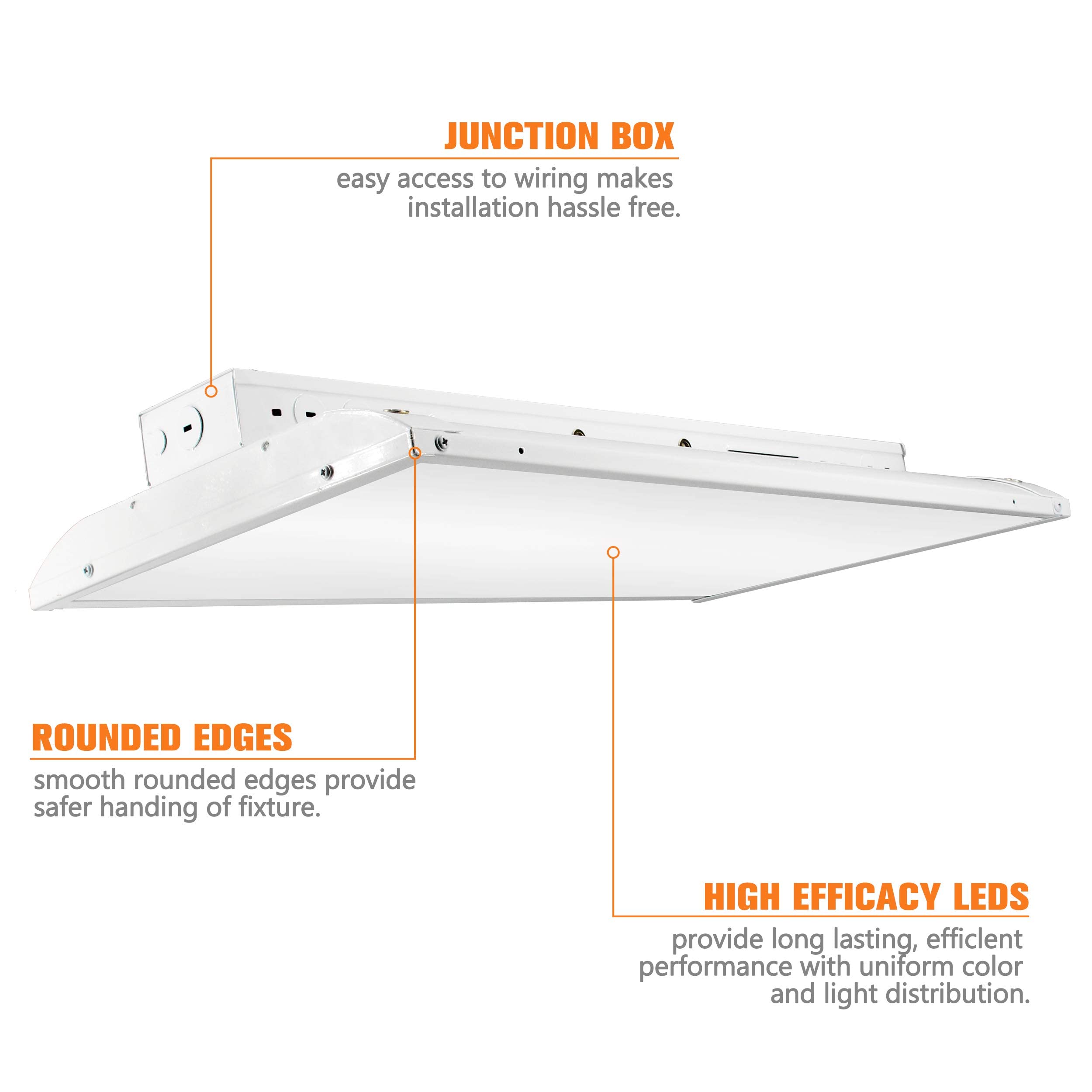 ZJOJO 2FT LED High Bay Shop Light,178W Linear LED Shop Light Fixture, 24250lm Dimmable Shop Lights, 5000K Daylight,Fluorescent 800W Equivalent,Commercial Light,Indoor Area Light for Warehouse-2Pack