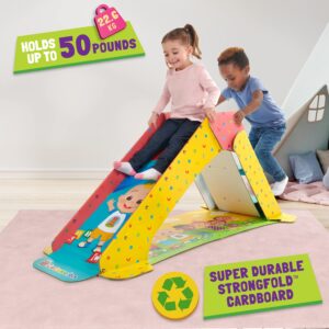 Pop2Play Cocomelon Indoor Playground for Toddlers – StrongFold Technology Cardboard Toddler Slide by WowWee, Multicolor