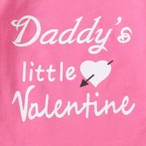 Detigee Baby Girls Valentine's Day Outfit Baby Daddy's Little Valentine Bodysuit(Pink-Bell-Bottom,3-6 Months)