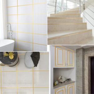 Leimonri Gold Tape, 2pcs gold accent wall tape. Gold Mylar Tape1cm*50m,Vivid Finish-Decals, tape strips Can Be Used for Wall,Floor,Furniture cabinet,Bring You a happy day!