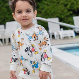 Disney Mickey Mouse Donald Duck Goofy Infant Baby Boys French Terry Sweatshirt & Shorts White 18 Months