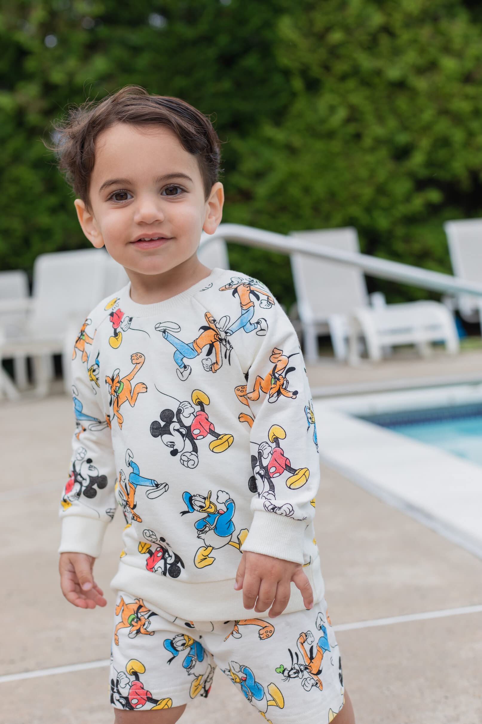 Disney Mickey Mouse Donald Duck Goofy Infant Baby Boys French Terry Sweatshirt & Shorts White 18 Months