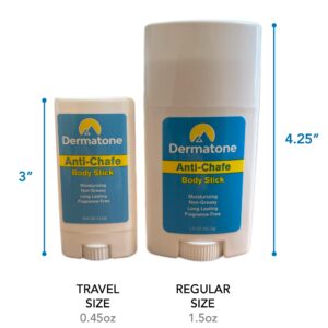 Dermatone Travel Size Anti-Chafe Body Stick | Fragrance Free | Prevent Friction & Chaffing Skin Balm | | Long Lasting | Use for thigh, arm, chest, butt rubbing | Small .5oz Stick