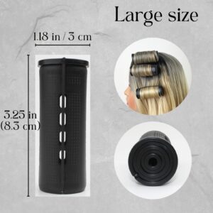 Jumbo Cold Wave Perm Rods Set (24 Pcs) for Women - Large Size Styling Rollers for Natural, Long or Short Hair for Home Hairdressing (Black)