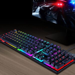 MatureGirl Wired Gaming Keyboard,Portable USB RGB Backlight Full Size Standard Keyboard and Ergonomic for Windows, Computers, PCs, and Notebooks (Black)