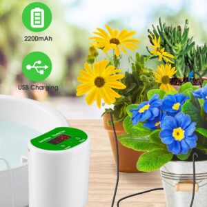 Neikko Automatic Plant Watering System for 12 Indoor Potted Plants, Automatic Drip Irrigation Kit Plant Watering System with Water Timer, USB Rechargeable Vacation Plant Self Watering Kit