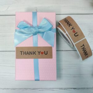 720 PCS 1" x 3" Thank You Stickers Rectangle Gift Seal Kraft Paper Thank You Stickers Labels Diary Stationery Stickers for Business Wedding Party Decor Handmade Decoration Sticker (6 Roll, 120 / Roll)