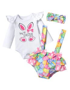 von kilizo easter outfit baby girl my first easter baby girl outfit bunny print long sleeves romper baby girl easter outfit infant easter outfit girl 0-3 months