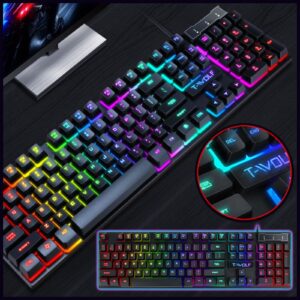 MatureGirl Wired Gaming Keyboard,Portable USB RGB Backlight Full Size Standard Keyboard and Ergonomic for Windows, Computers, PCs, and Notebooks (Black)