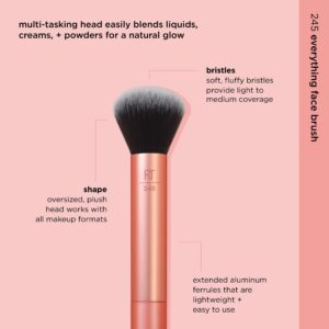 Real Techniques Everything Face Makeup Brush, Flawless Finish, Streak Free Makeup Application, For Foundation, & Powder Makeup Application, Fluffy Face Brush, Cruelty Free, 1 Count Orange