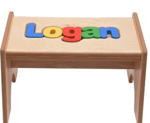 personalized puzzle step stool for kids- personalized wooden name stool- personalized child name stool