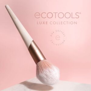 EcoTools Luxe Plush Powder Makeup Brush for Blush & Bronzer, Works Best With Powder Makeup, Luxurious and Glamorous, Eco-Friendly Premium Makeup Brush, Synthetic Bristles, Pink, 1 Count