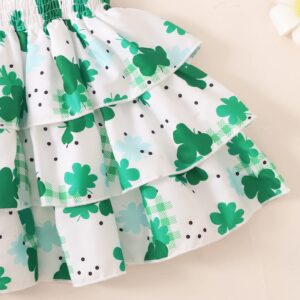 Toddler Baby Girl St. Patrick's Day Dress Strap Sleeveless Lucky Clover Print Layered Dresses Skirt Outfits Shamrocks A 18-24 Months