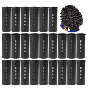 jumbo cold wave perm rods set (24 pcs) for women - large size styling rollers for natural, long or short hair for home hairdressing (black)