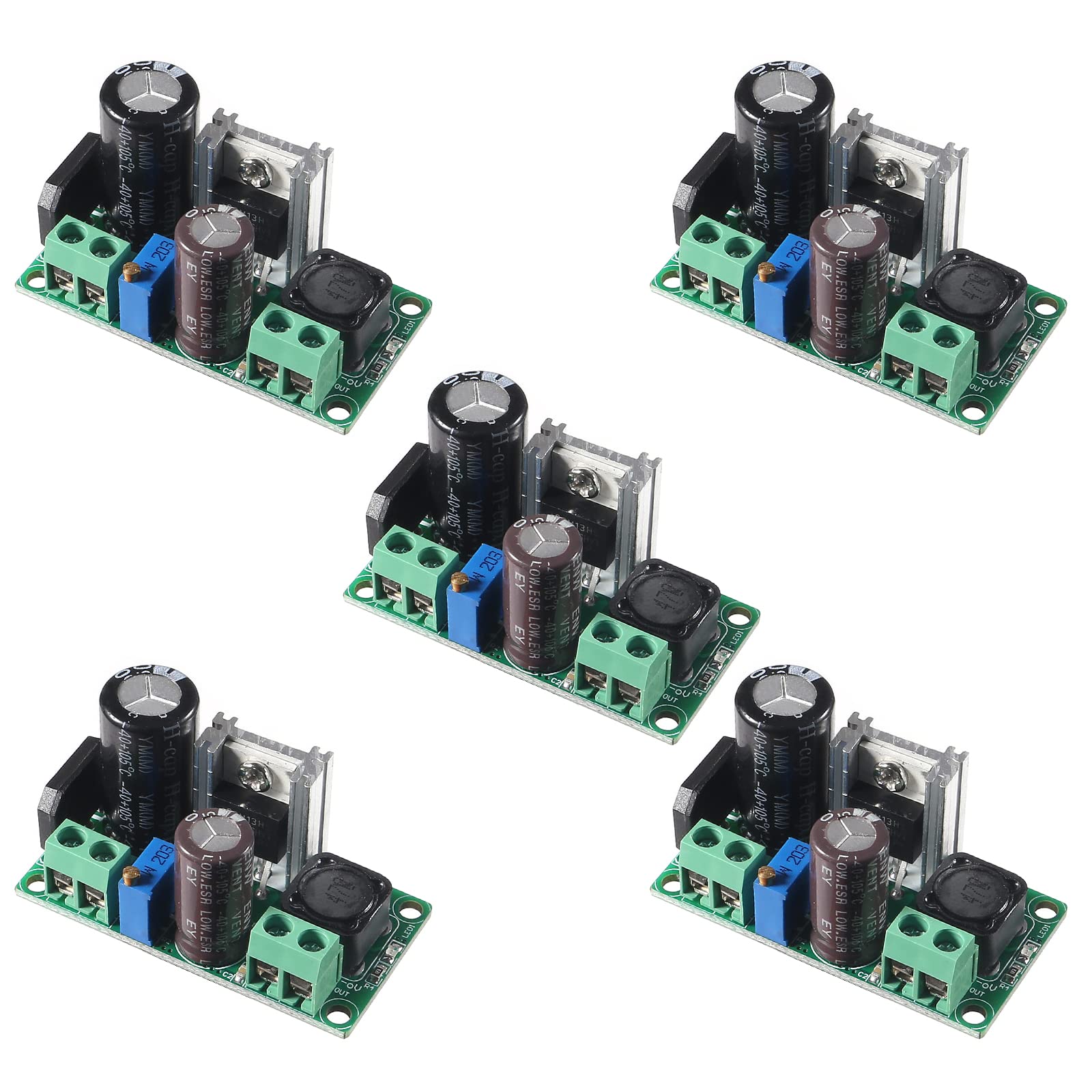 5pcs AC/DC to DC Step Down Buck Converter AC 5-30V DC 5-48V 24V 36V 48V to DC 2.5-35V 12V Adjustable Voltage Regulator Power Supply Board LM2596HV 2A Volt Converter Module