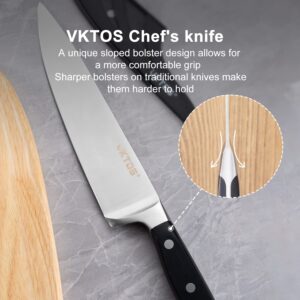 vktos Chef Knife - 8 Inch Professional Kitchen Knife - Stainless Steel Ultra Sharp Chef's Knife, Black (8-inch Chef's Knife)