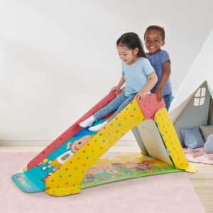 pop2play cocomelon indoor playground for toddlers – strongfold technology cardboard toddler slide by wowwee, multicolor