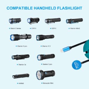 OLIGHT MCC3-C Reel Charger Upgraded Magnetic Charging Cable ONLY for Odin/Odin Mini/PL-Pro/Baton3 Series/Warrior Mini2/Perun 2/Perun 2 Mini/Seeker 3 pro/Warrior X3/Arkfeld/Arkfeld UV (Blue)