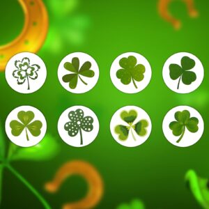 200 Pcs St. Patrick's Day Stickers Green Shamrock Stickers Self-Adhesive Clover Stickers Teacher Reward Stickers Irish Decorations Stickers for Card Gift Envelope St Patricks Day Party Accessories