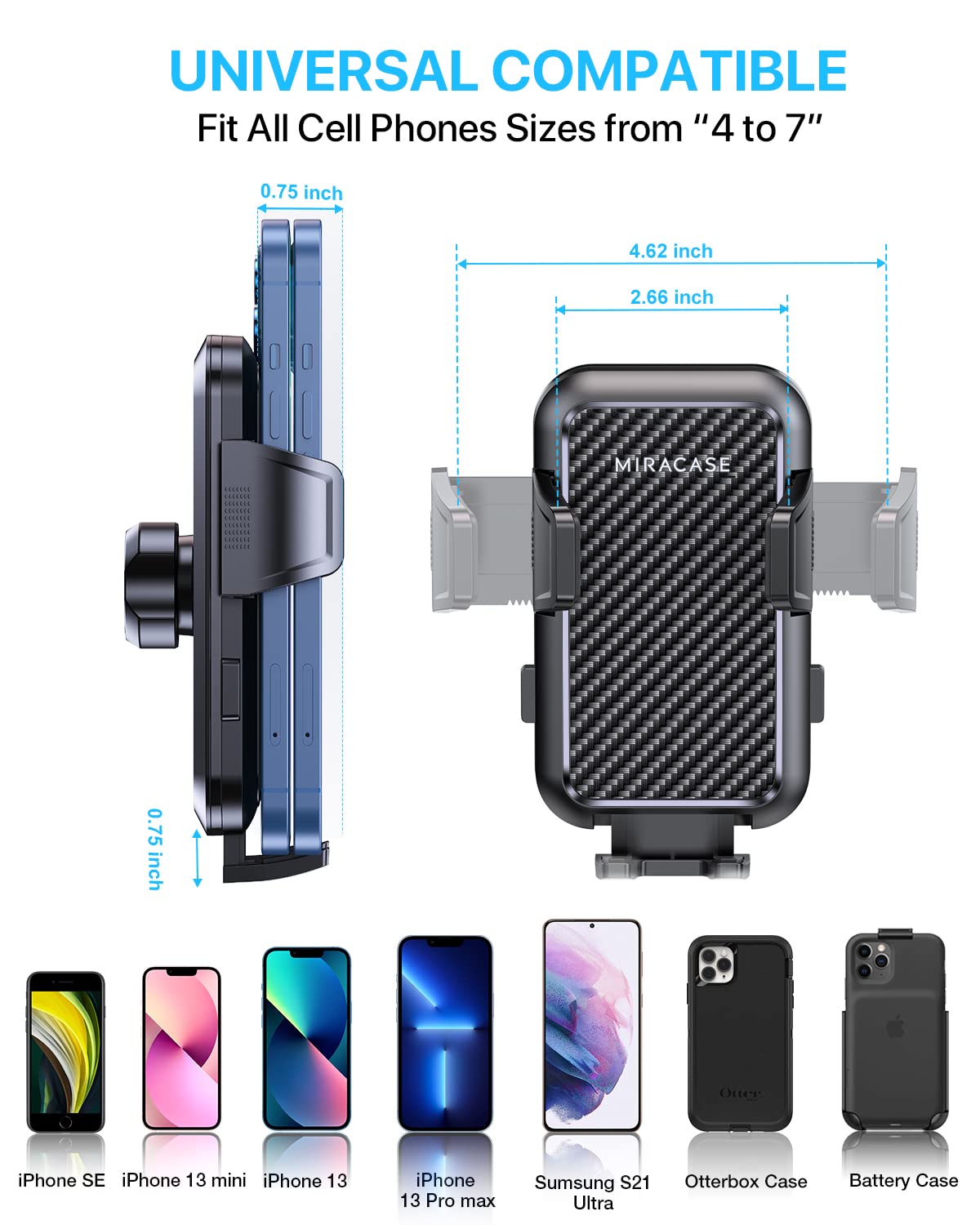 Miracase 2024 Upgrade Universal Car Phone Holder Mount for Air Vent, Sturdy and Thick Case Friendly Hands-Free Mount for iPhone, Samsung, and All Smartphones