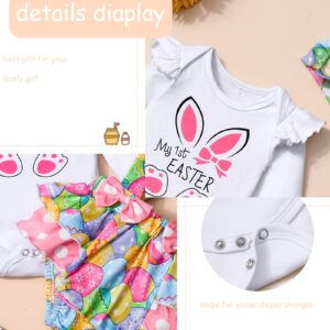 Von kilizo Easter Outfit Baby Girl My First Easter Baby Girl Outfit Bunny Print Long Sleeves Romper Baby Girl Easter Outfit Infant Easter Outfit Girl 0-3 Months