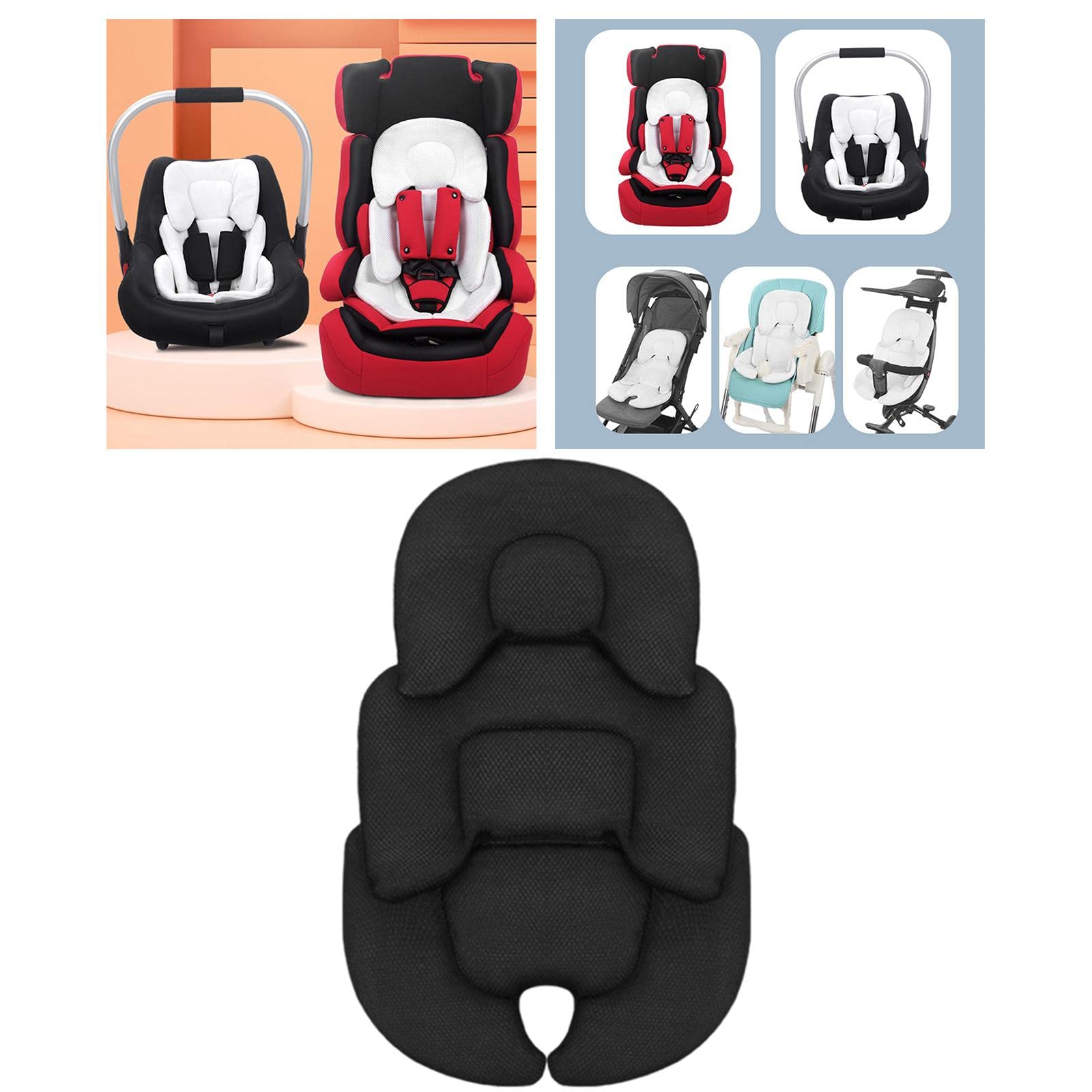 Yiju Baby Stroller Cushion Head and for Buggy Pushchair Pram, Black, 58x38cm