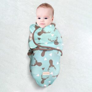 2 Pack Newborn Swaddle Blanket Adjustable Wrap Receiving Blanket Baby 100% Cotton Sleep Bag for Baby Boy and Girl(Dinosaur + Deer, L)