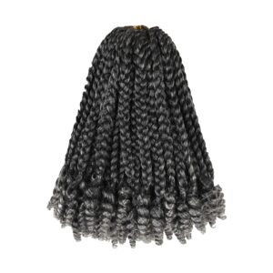 7 packs 10 inches goddess box braid crochet hair with toni curl ends for black women,mother and baby kids - ombre gray, bohemian box braids crochet hair (105 strands,t1b/gray)