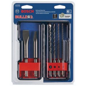 BOSCH 1-1/8-Inch SDS Rotary Hammer RH328VC with Vibration Control, Bosch BluewithBOSCH 6 Piece SDS-plus Masonry Trade Bit Set, Chisels and Carbide, HCST006