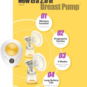 HOFISH Electric Double Breast Pump Quite & Pain-Free Breast Pump with 3 Modes & 9 Levels Breastfeeding Pump with Night Light, 28 MM Flange, 8001D